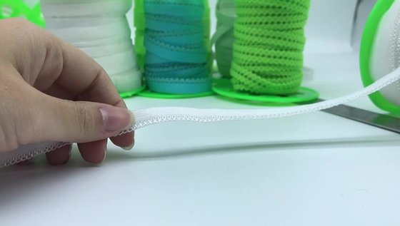 Factory high quality picot edge nylon spandex soft bra strap bias tape binding knitted elastic for underwear